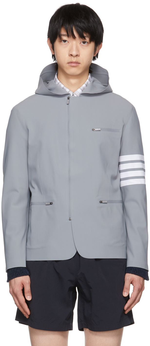 Thom Browne Grey Lightweight Tech Jacket Thom Browne