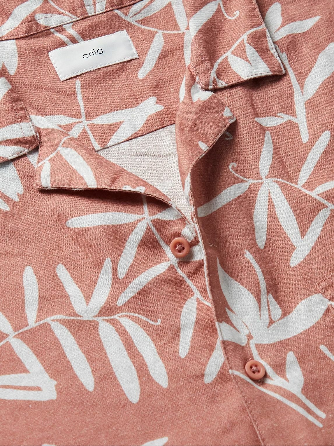 Onia - Vacation Camp-Collar Printed Linen-Blend Shirt - Pink Onia