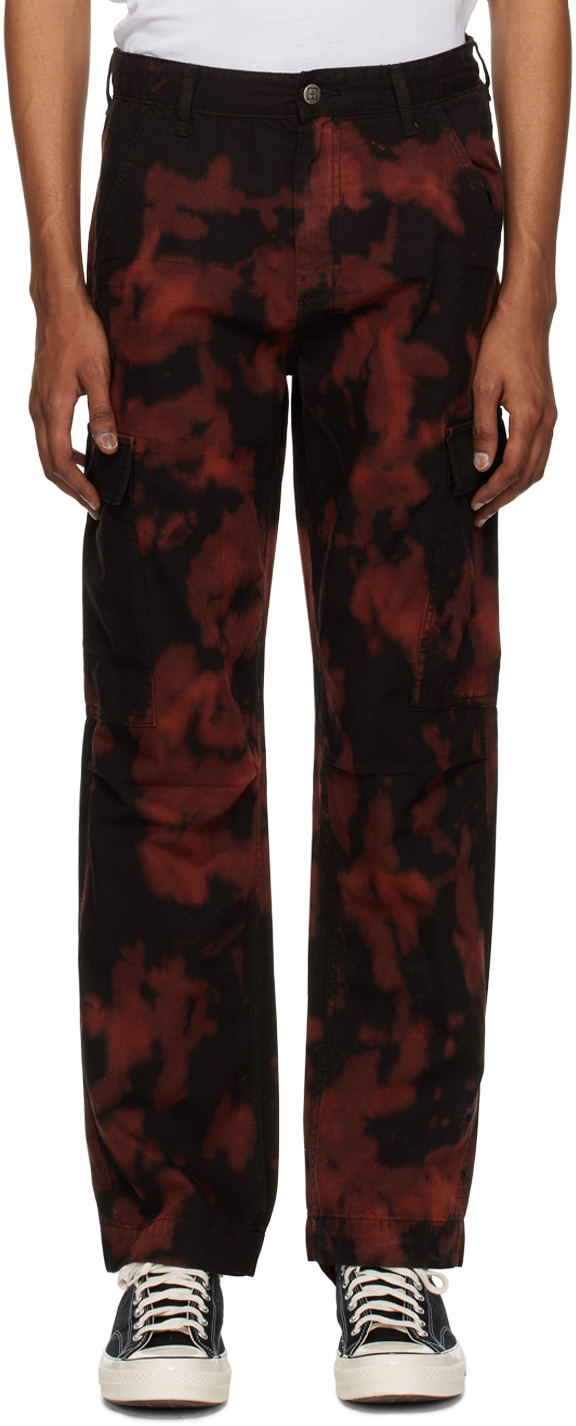 Ksubi Black & Red Fugitive Slowburn Cargo Pants Ksubi