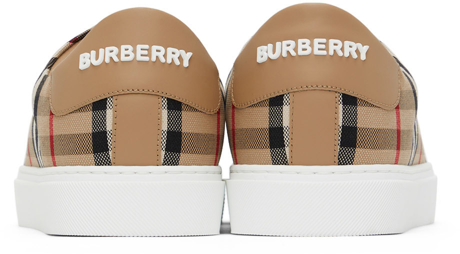 Burberry Beige New Albridge Check Sneakers Burberry