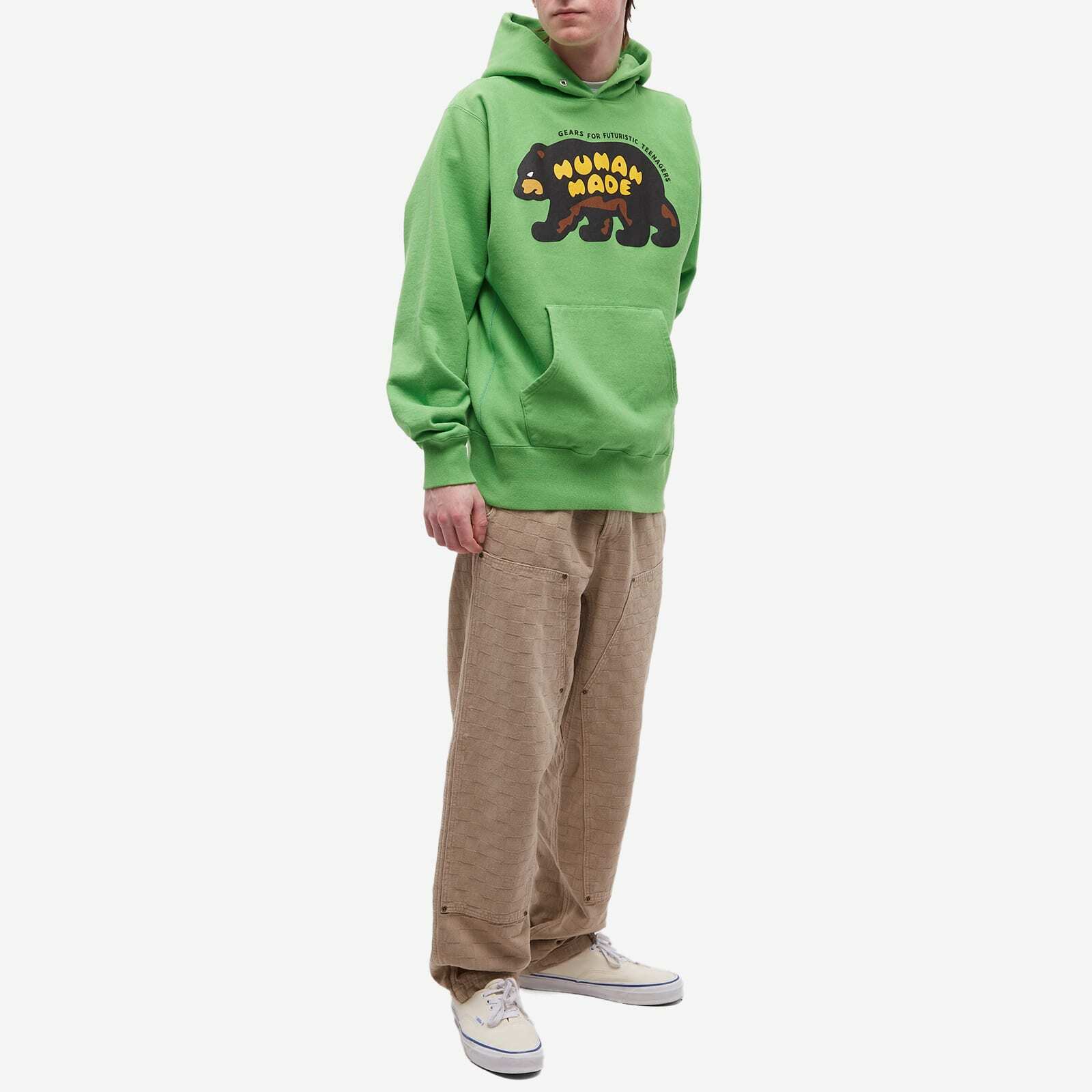Human Made Men's Bear Popover Hoody in Green Human Made