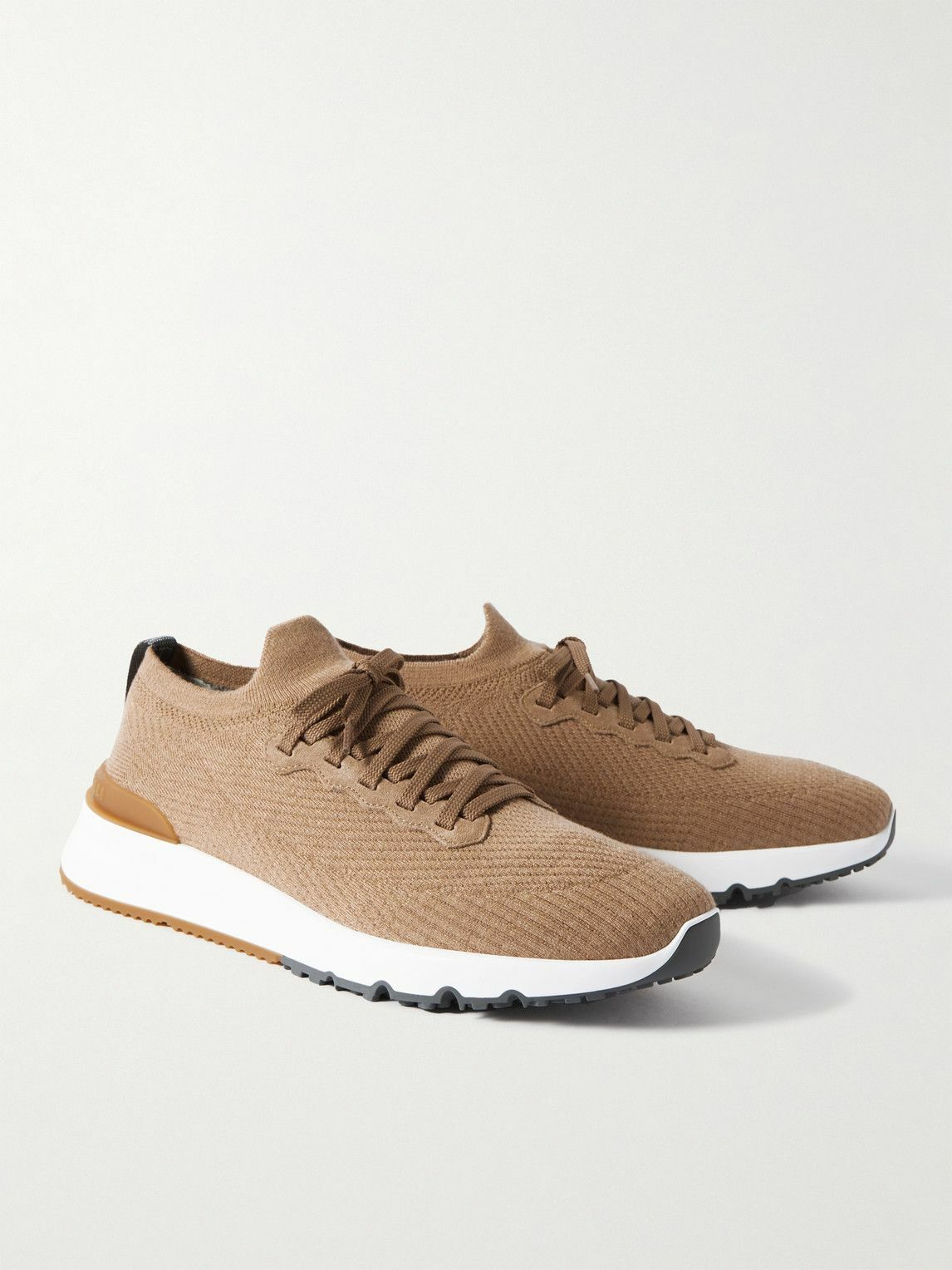 Brunello Cucinelli - Stretch-Knit Sneakers - Brown Brunello Cucinelli