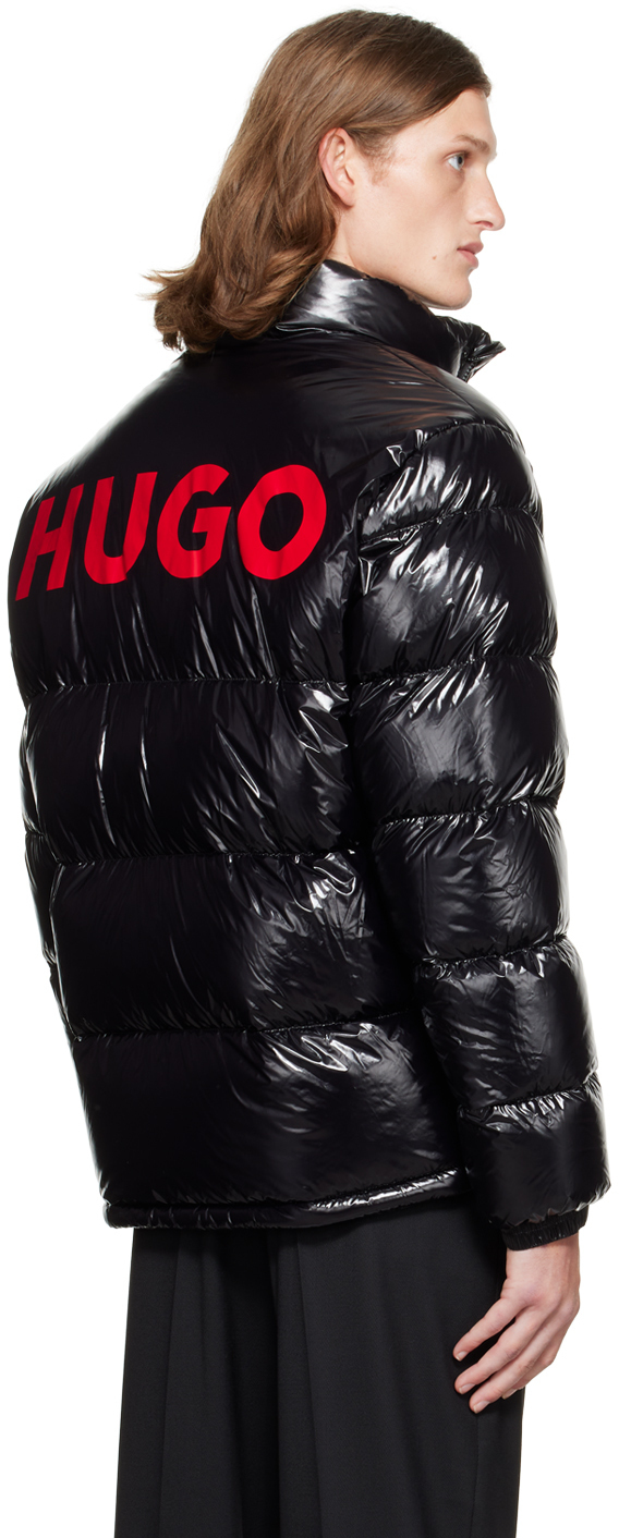 Hugo Black Coated Down Jacket Hugo Boss