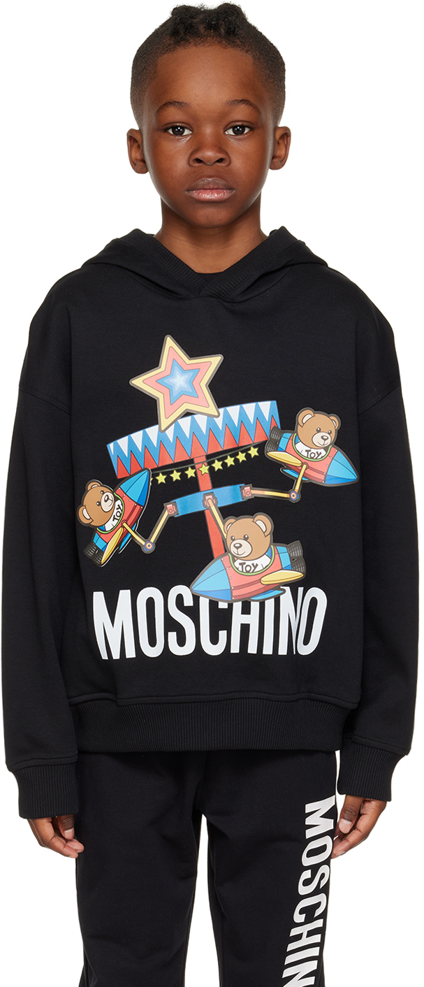 Moschino Kids Black Printed Hoodie Moschino