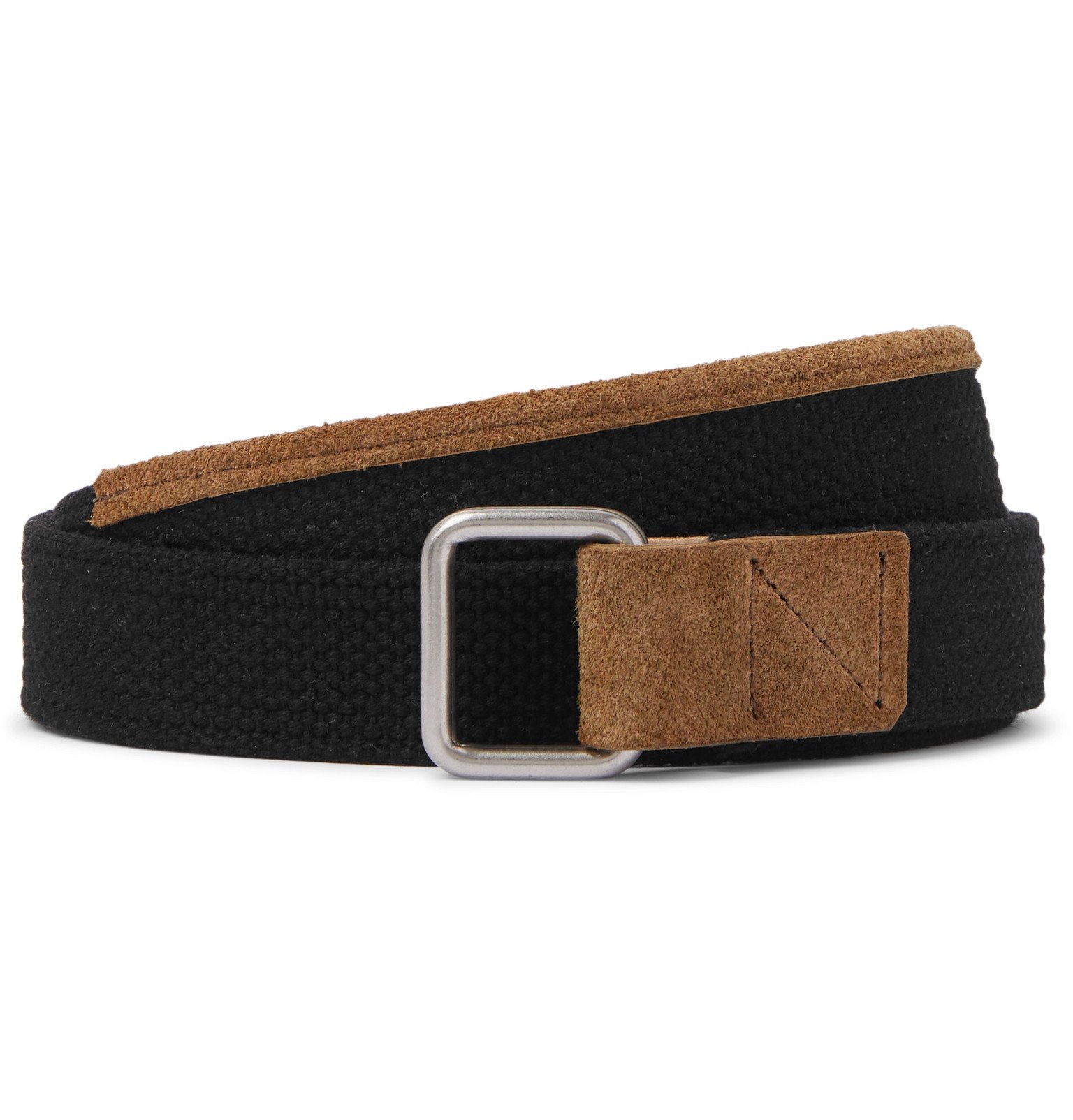 nonnative - 3cm Suede-Trimmed Webbing Belt - Black Nonnative