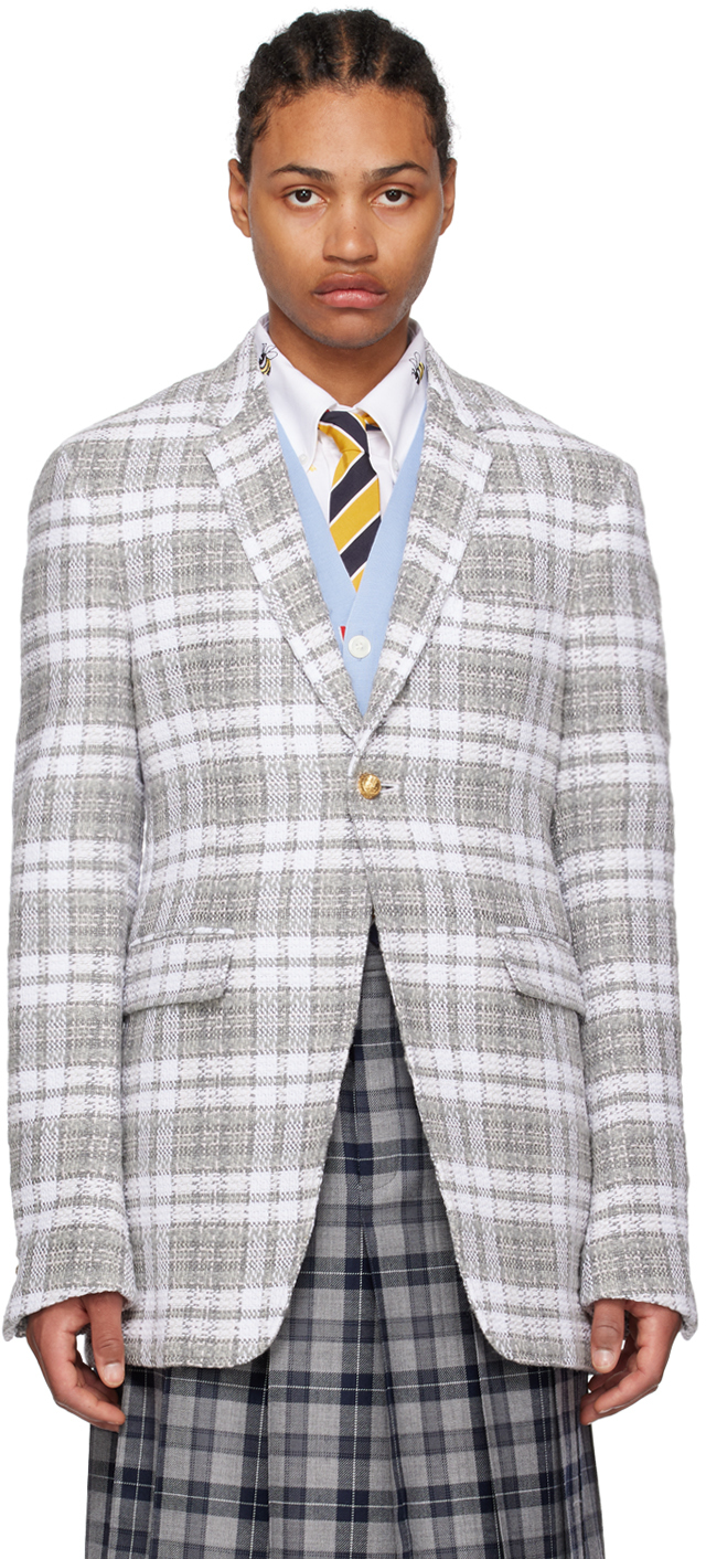 Thom Browne Gray Check Blazer Thom Browne
