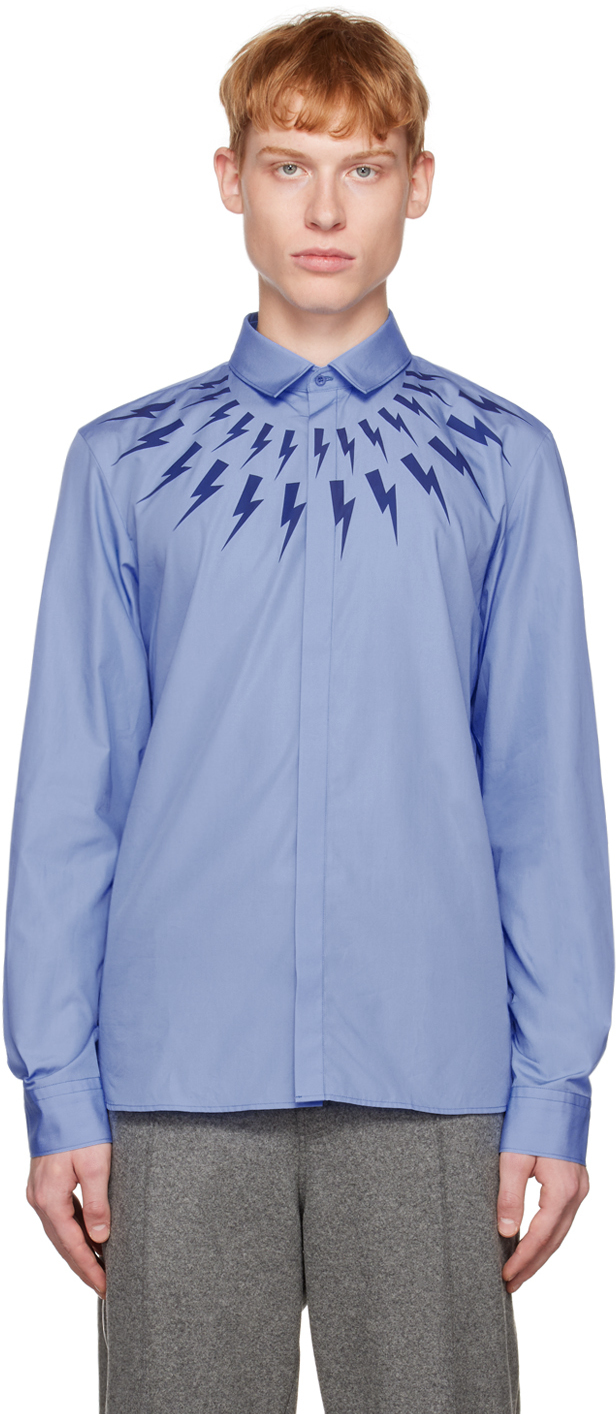 Neil Barrett Blue Thunderbolt Shirt Neil Barrett