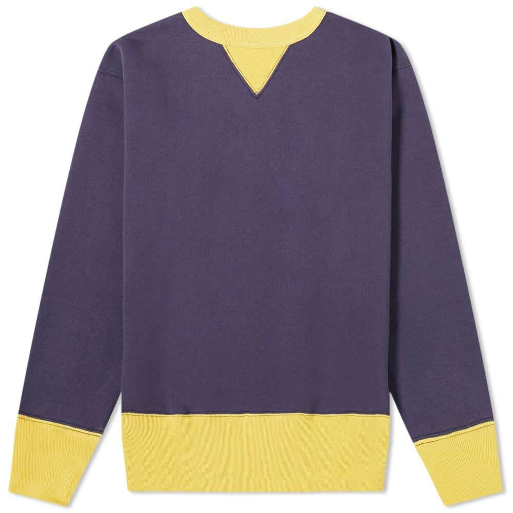 The Real McCoy's Men's Two-Tone Crew Sweat in Ink Blue/Yellow The Real ...