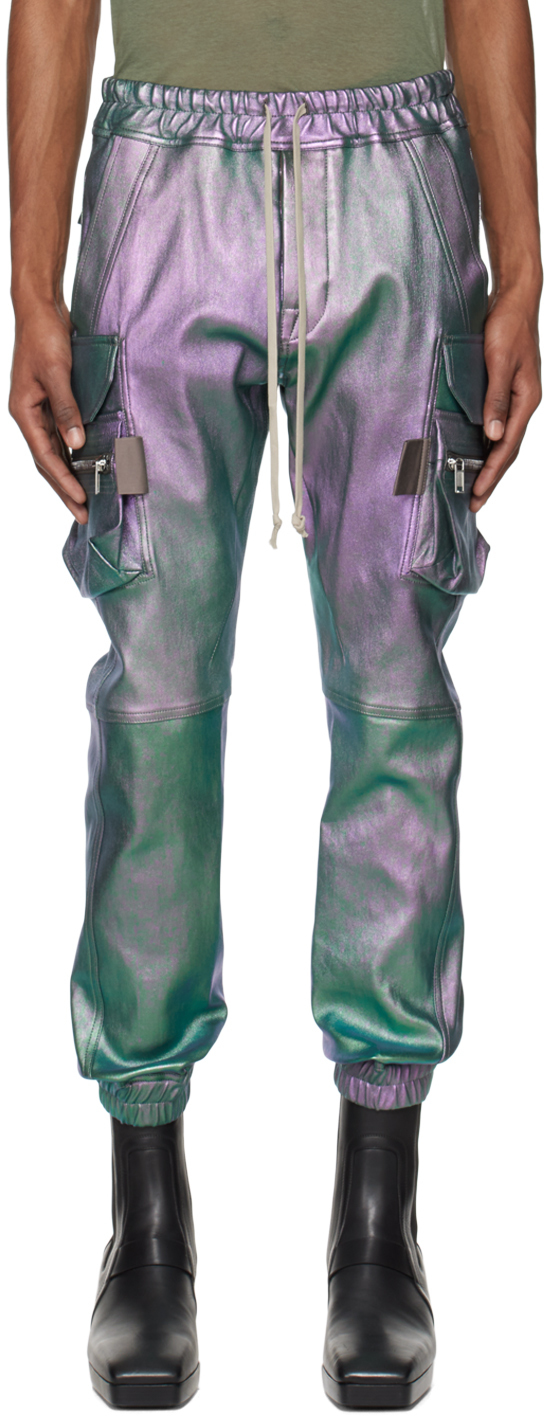 Rick Owens Green & Purple Mastodon Leather Pants Rick Owens