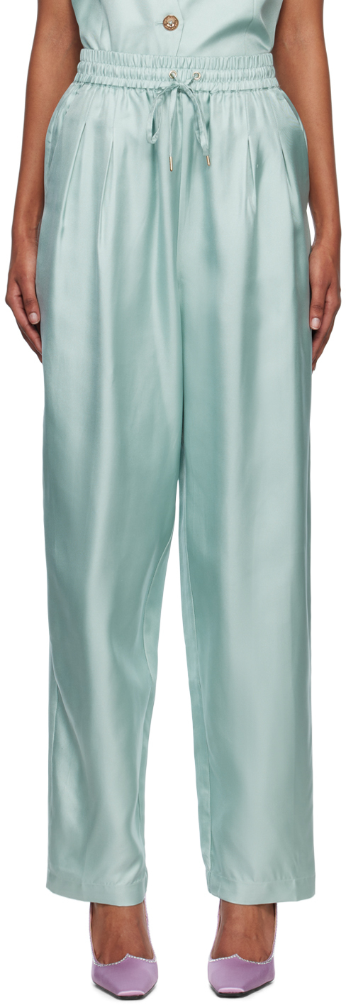 Silk Laundry Blue Slouch Lounge Pants Silk Laundry