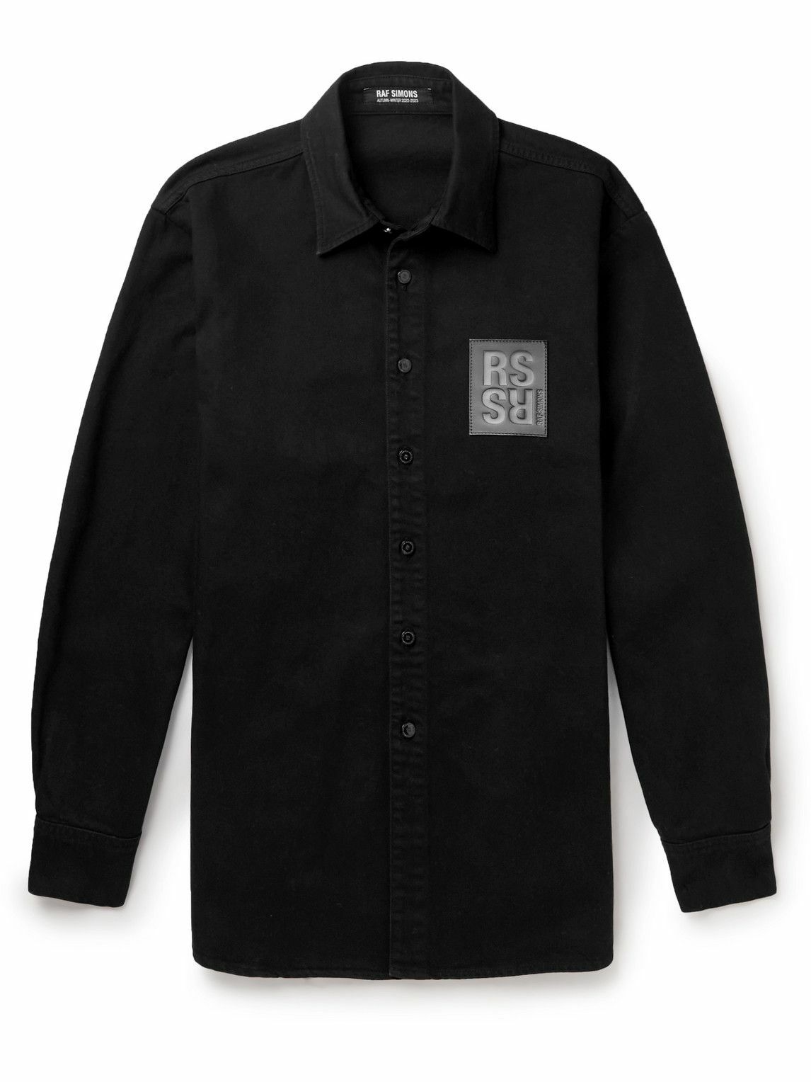 Raf Simons - Logo-Appliquéd Denim Shirt - Black Raf Simons