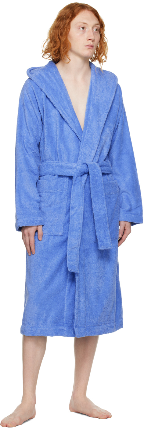 Tekla Blue Oversized Hooded Bathrobe Tekla Fabrics