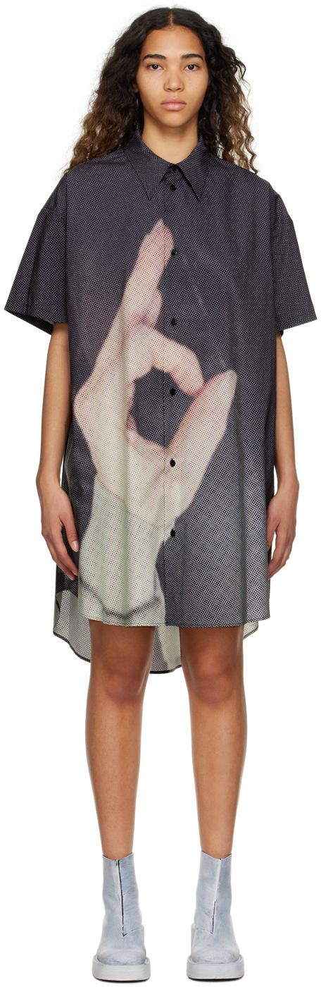 MM6 Maison Margiela Black Hand Sign Midi Dress MM6 Maison Margiela