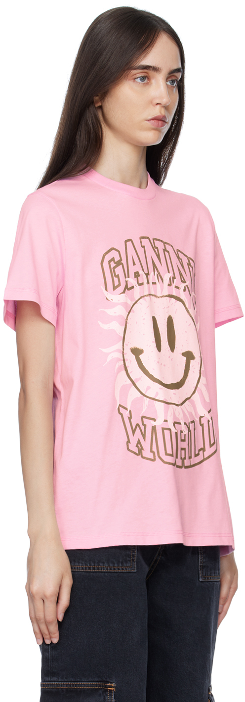 GANNI Pink Smiley T-Shirt GANNI