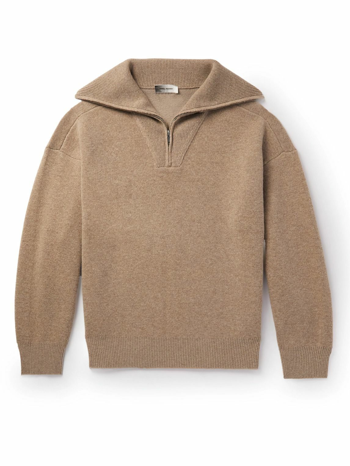 Isabel Marant - Lewin Merino Wool-Blend Half-Zip Sweater - Brown Isabel ...