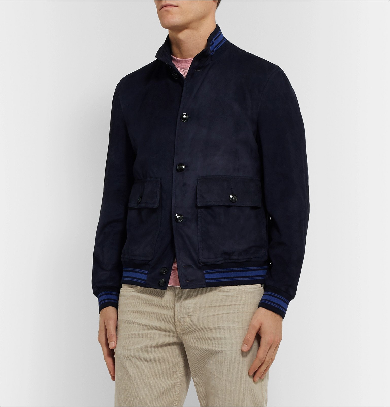 Kiton - Suede Bomber Jacket - Blue Kiton