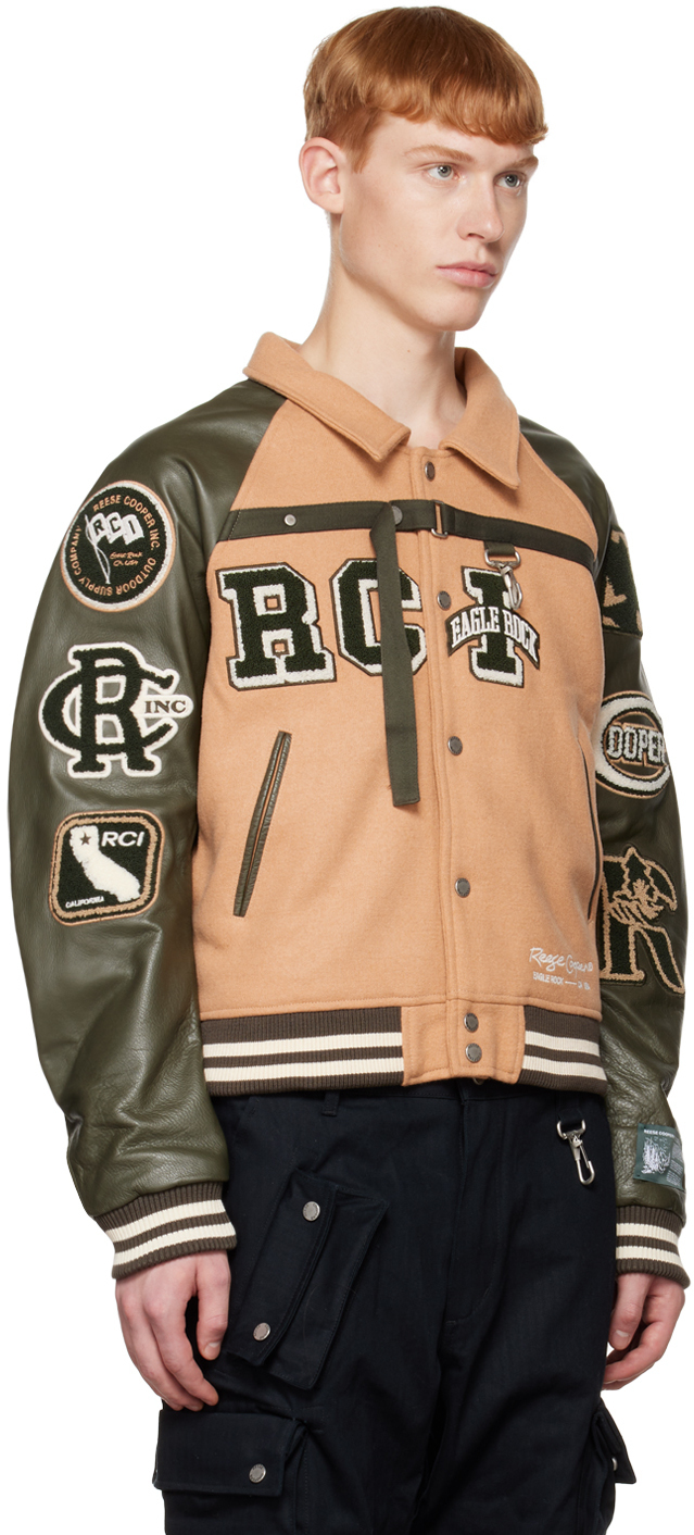 Reese Cooper Khaki 'Two Steps Forward' Bomber Jacket Reese Cooper