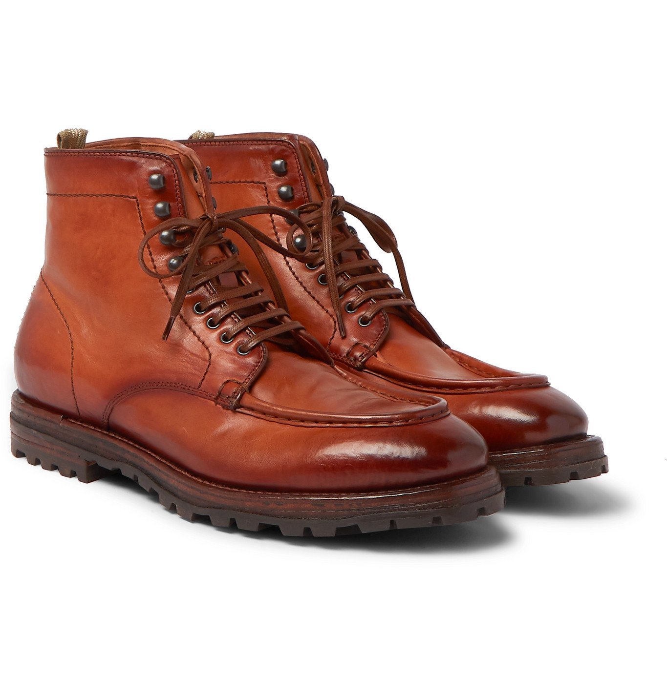 Officine Creative - Vail Burnished-Leather Lace-Up Boots - Brown ...