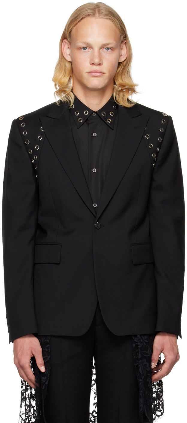 Alexander McQueen Black Eyelet Blazer Alexander McQueen