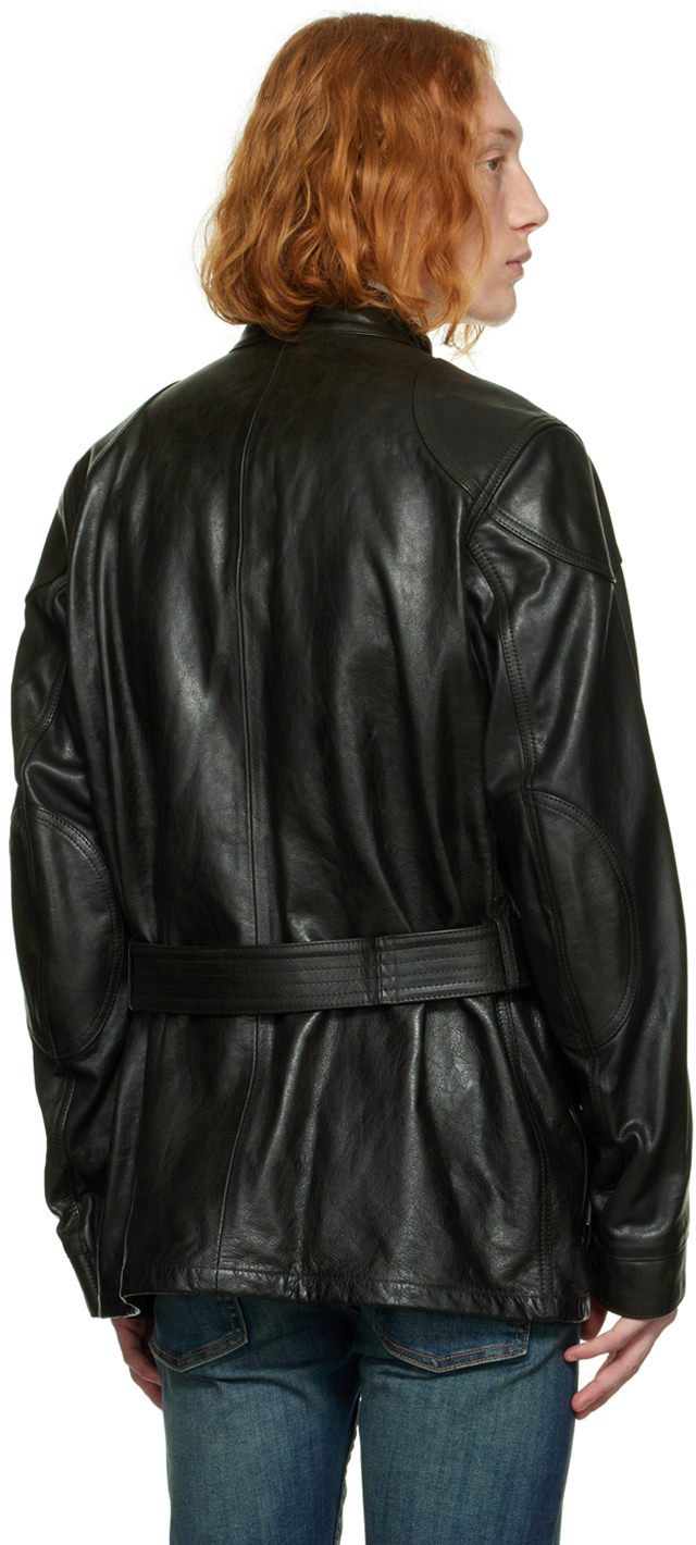 Belstaff Black Trialmaster Panther Leather Jacket Belstaff