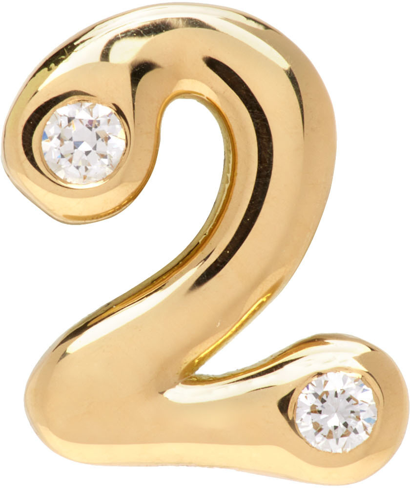 BRENT NEALE Gold Bubble Number 2 Single Earring BRENT NEALE