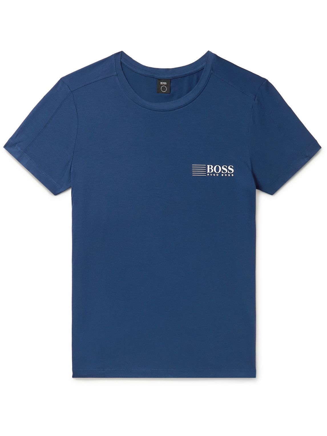Hugo Boss - Slim-Fit Logo-Print Stretch-Jersey T-Shirt - Blue Hugo Boss