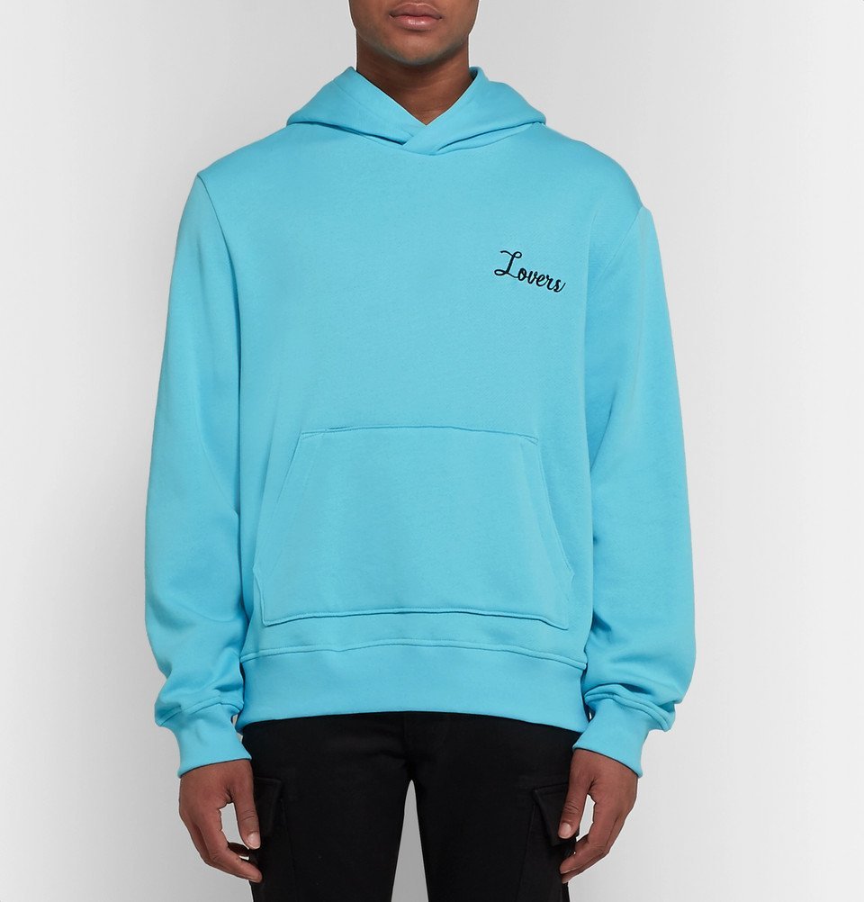 AMIRI - Appliquéd Fleece-Back Cotton-Jersey Hoodie - Men - Turquoise Amiri