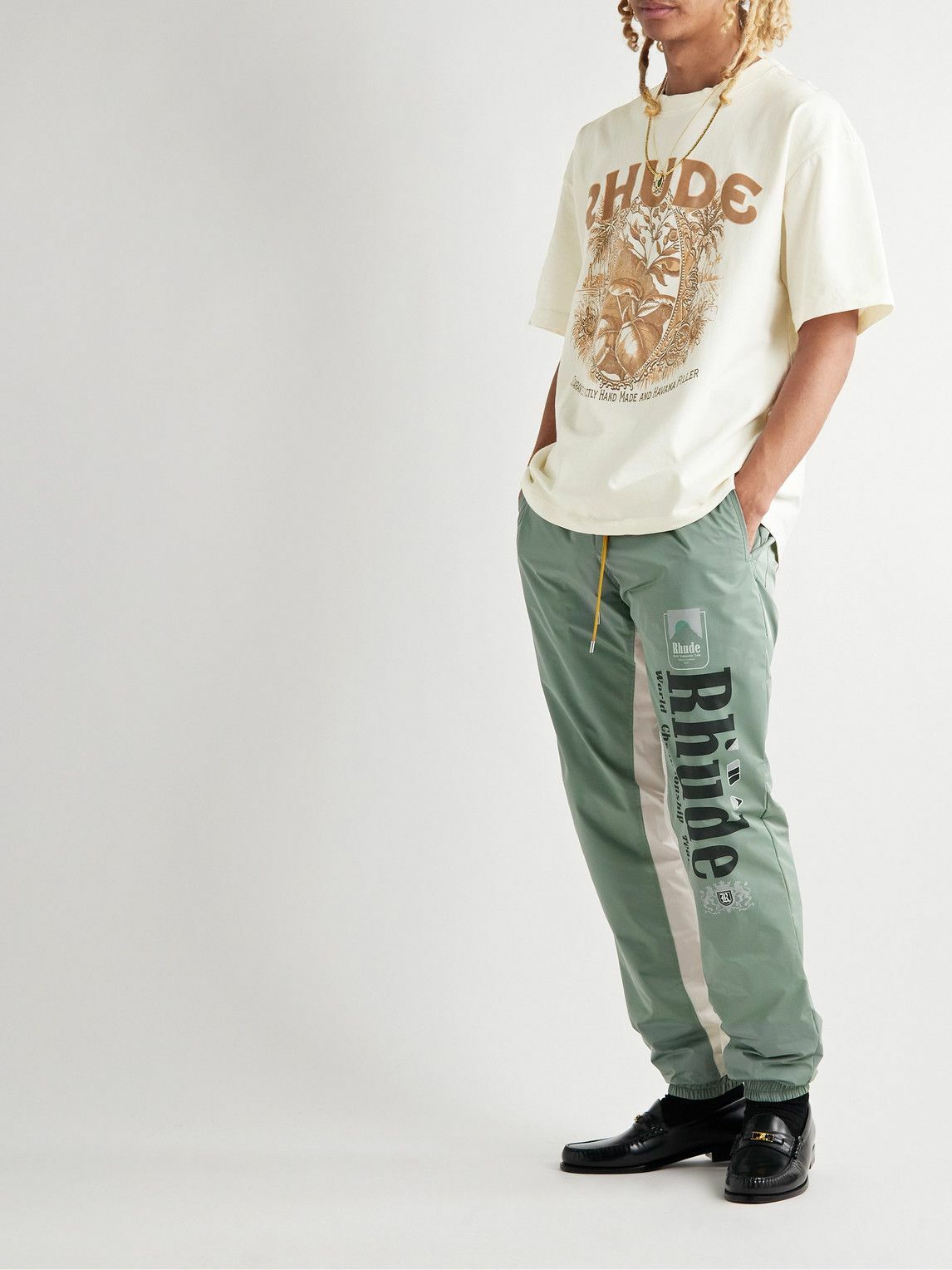 Rhude - Cigaro Logo-Print Cotton-Jersey T-Shirt - Neutrals Rhude