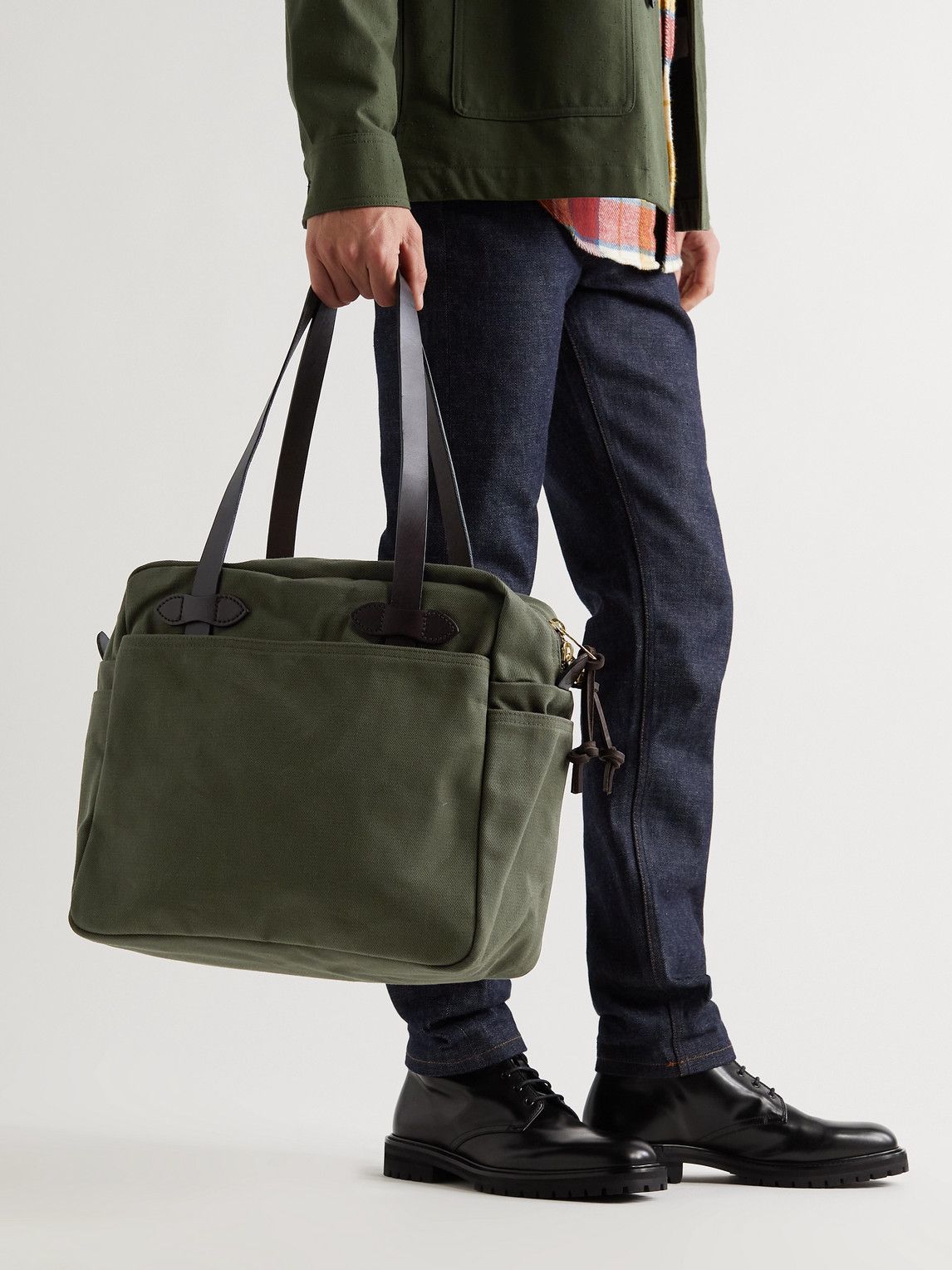 Filson - Leather-Trimmed Cotton-Twill Tote Bag Filson Filson - Leather-Trimmed Cotton-Twill Tote Bag Filson