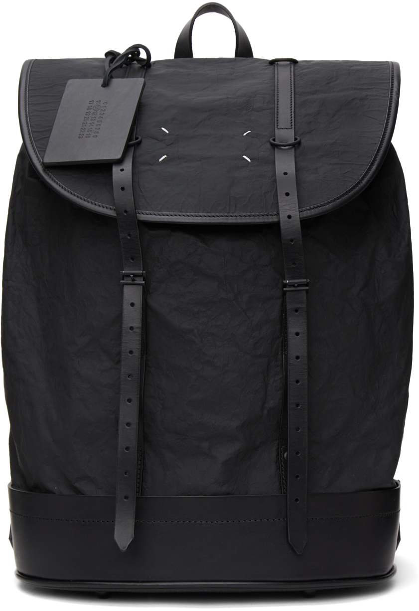 Maison Margiela Black Coated Canvas Backpack Maison Margiela