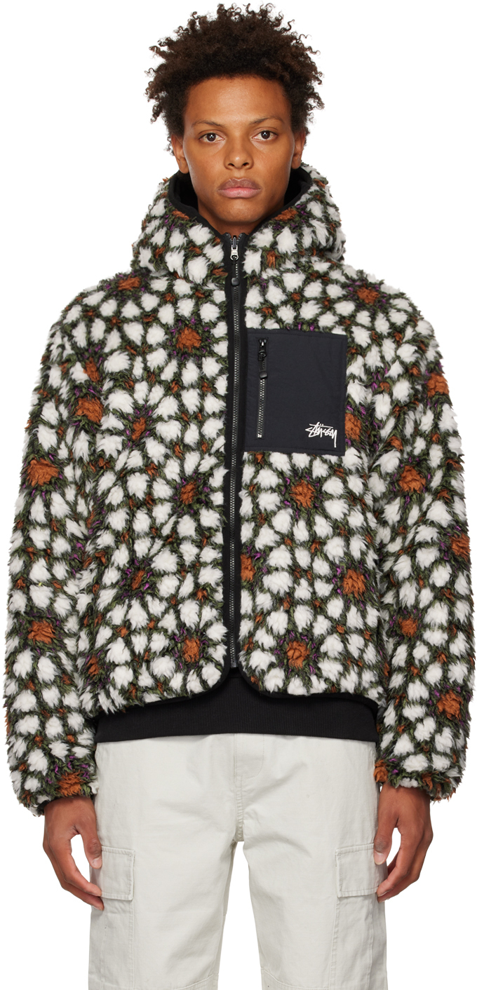 Stüssy White & Green Pattern Reversible Jacket Stussy