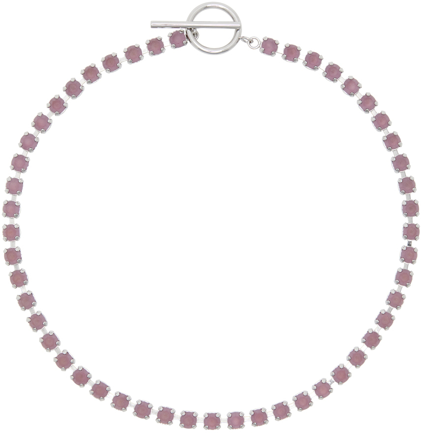 Isabel Marant Silver & Pink Chain Choker Necklace Isabel Marant
