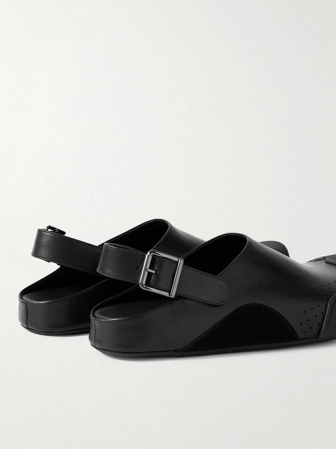 Marni - Rubber and Suede-Trimmed Leather Clogs - Black Marni