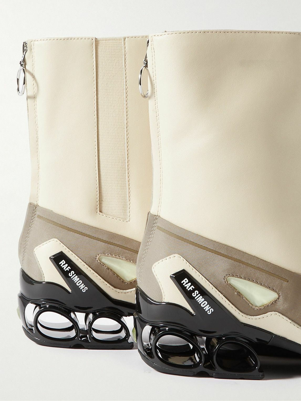 Raf Simons - Cycloid-4 Nylon-Trimmed Leather Ankle Boots - White Raf Simons