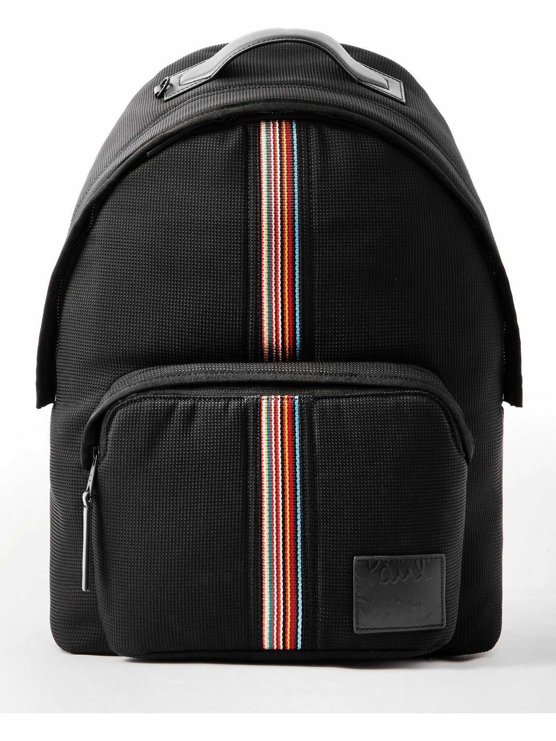 Paul Smith - Stripe-Detailed Leather-Trimmed Mesh Backpack Paul Smith