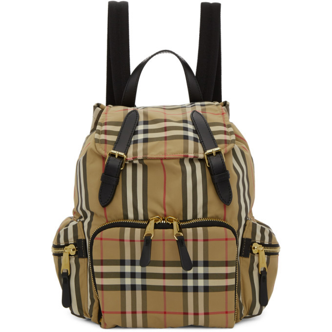Burberry Beige Medium Icon Stripe Rucksack Burberry
