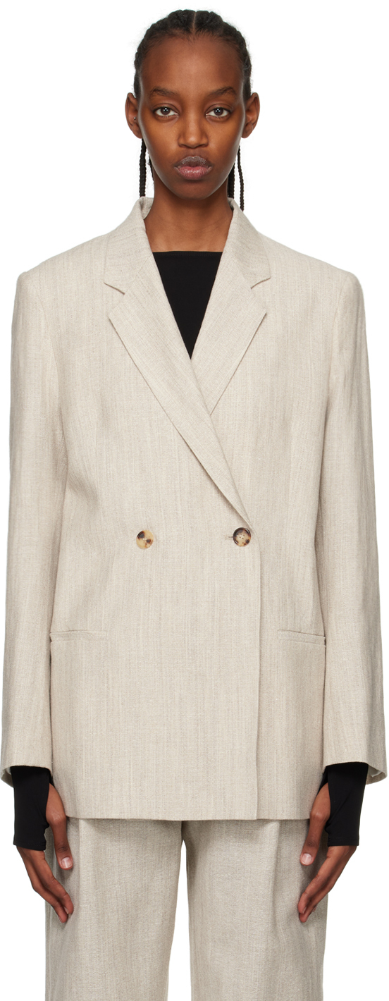 Totême Gray Double-Breasted Blazer Toteme