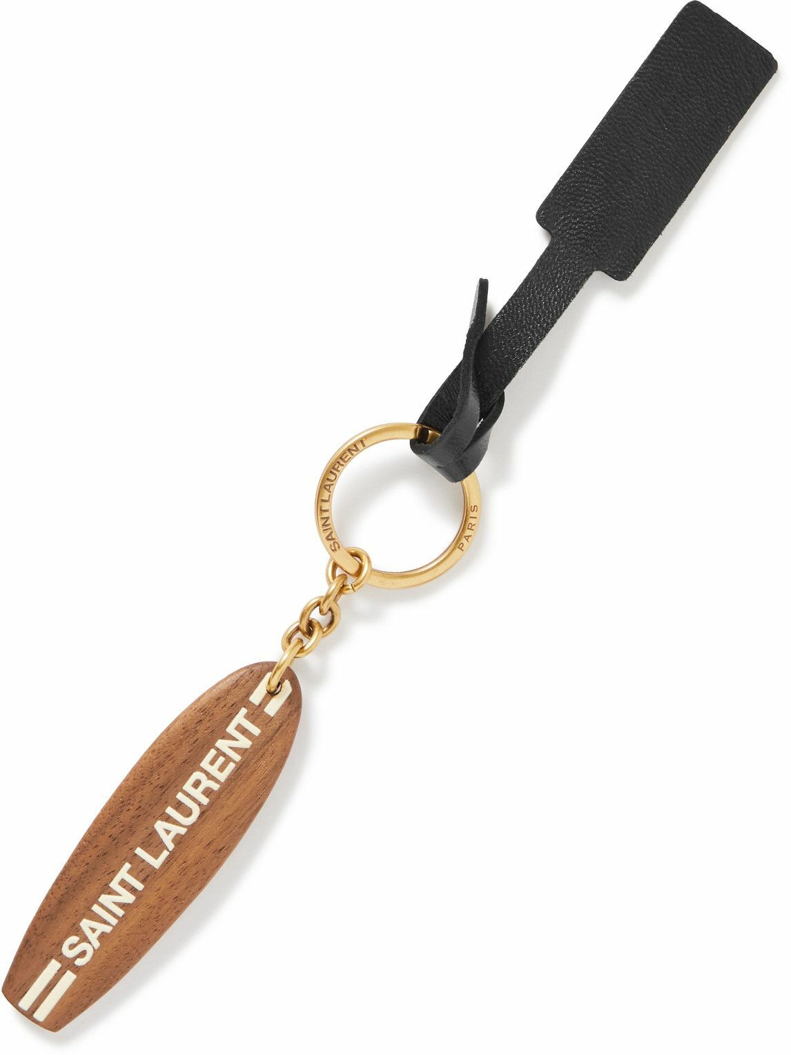 SAINT LAURENT - Surf Logo-Print Wood and Brass Key Ring - Brown Saint ...