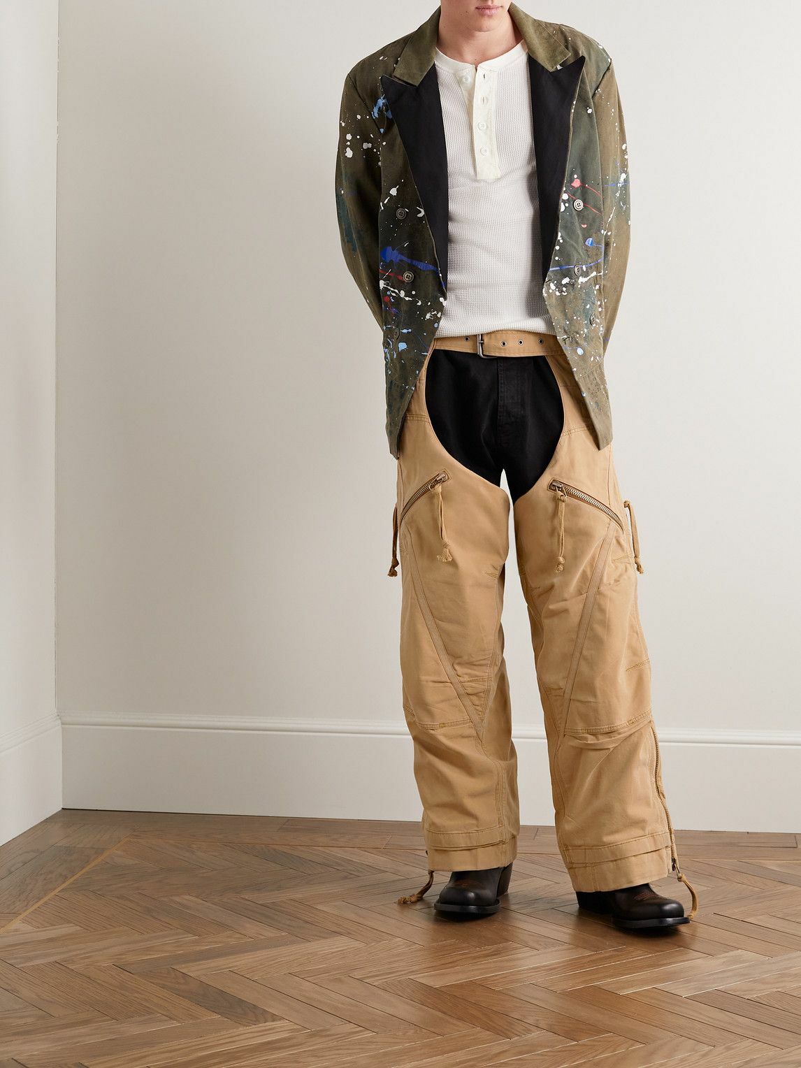 Greg Lauren - Wide-Leg Cotton-Canvas Chaps - Brown Greg Lauren