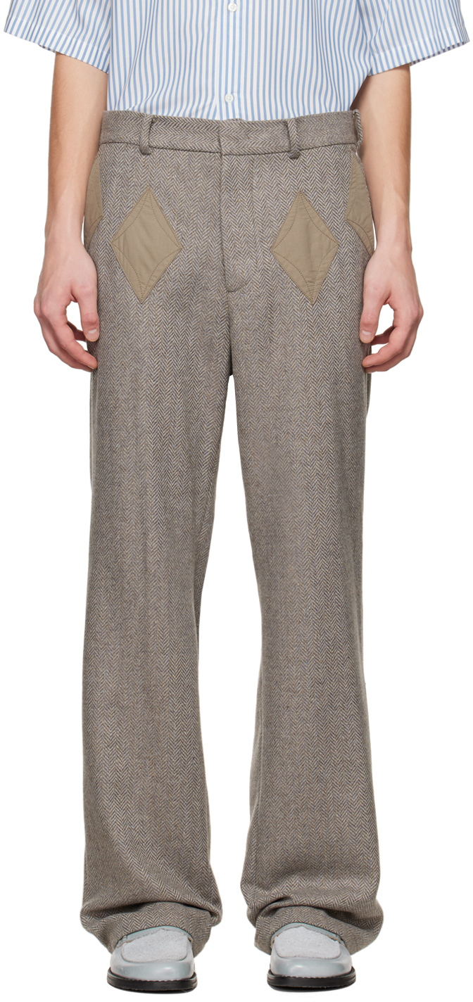 TheOpen Product SSENSE Exclusive Brown Diamond Patched Trousers TheOpen ...