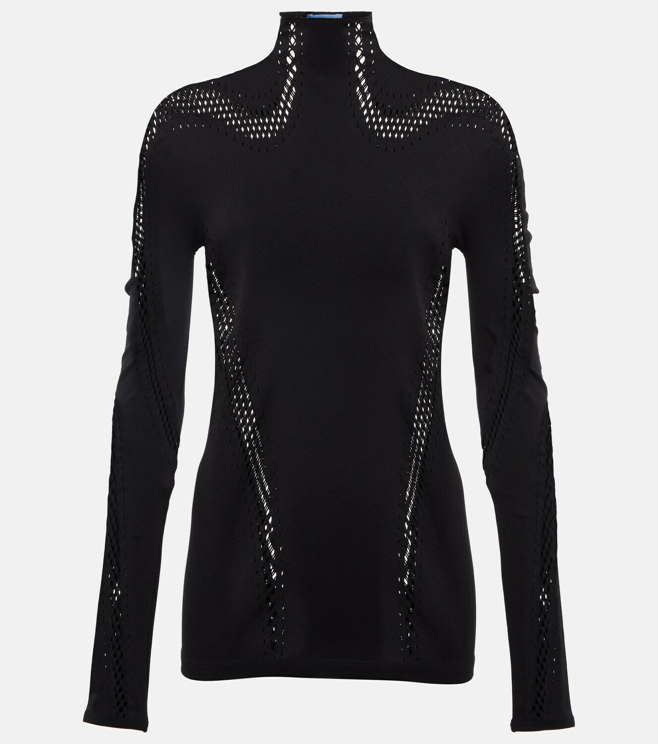 Mugler - Open-knit high-neck mesh top Mugler
