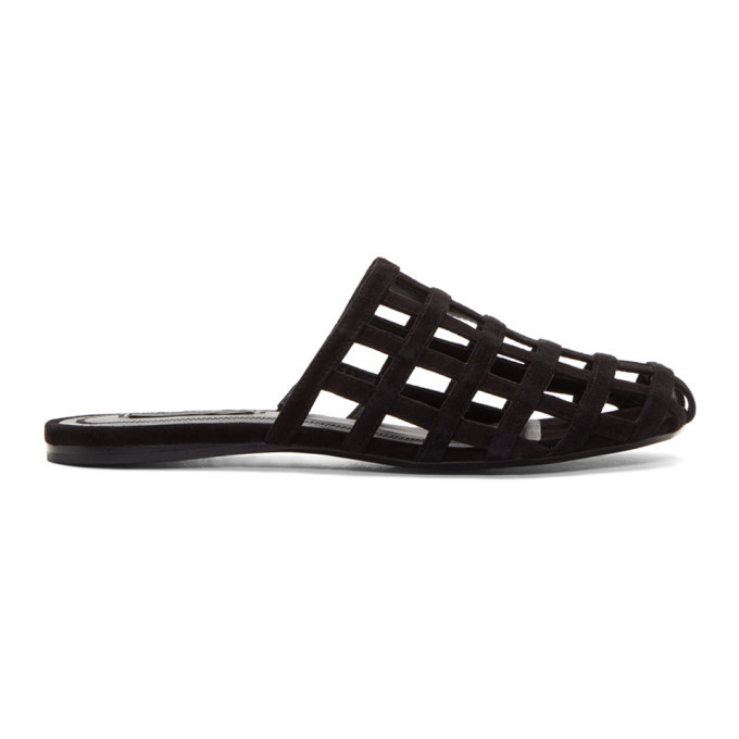 Alexander Wang Black Suede Alison Cage Slippers Alexander Wang