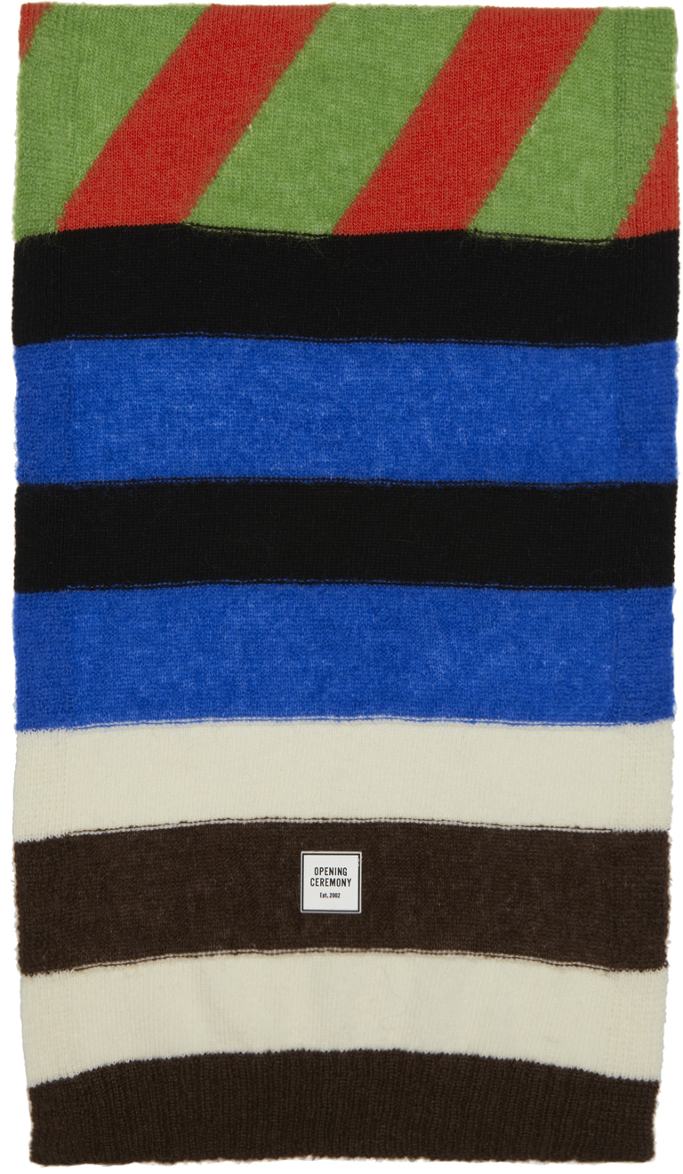 Opening Ceremony Multicolor Box Logo Patchwork Scarf Opening Ceremony