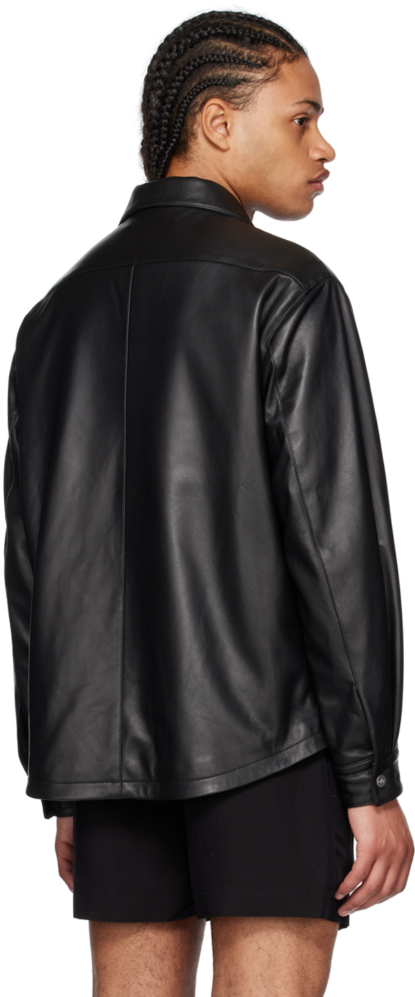 Second/Layer Black Press-Stud Leather Jacket Second/Layer