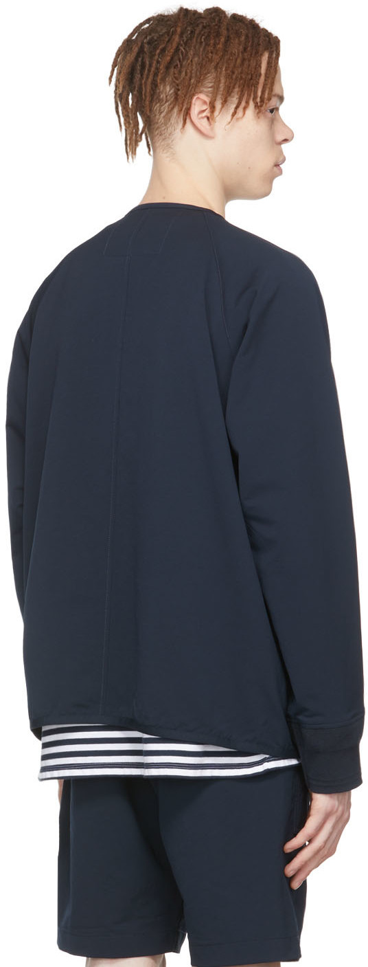 Nanamica Navy Polyester Cardigan Nanamica