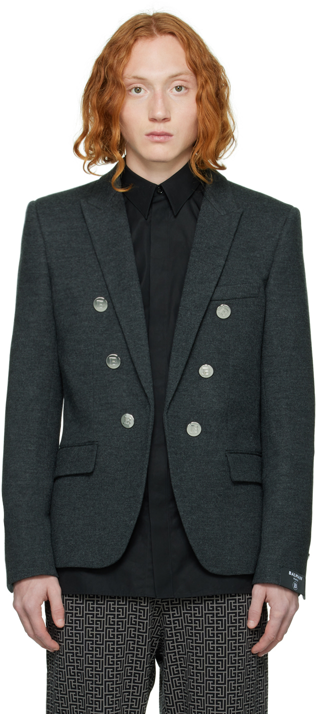 Balmain Gray Open Front Blazer Balmain