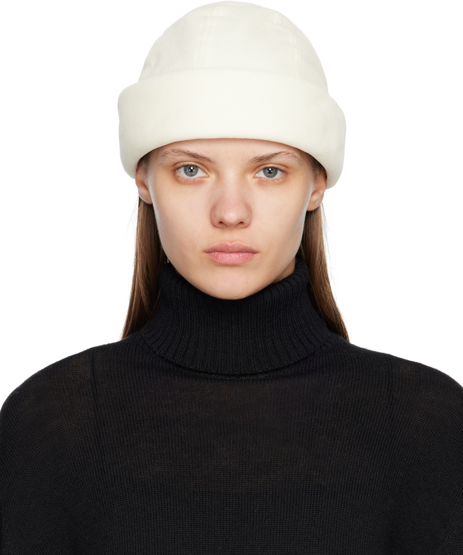 Jil Sander Off-White Velvet Beanie Jil Sander