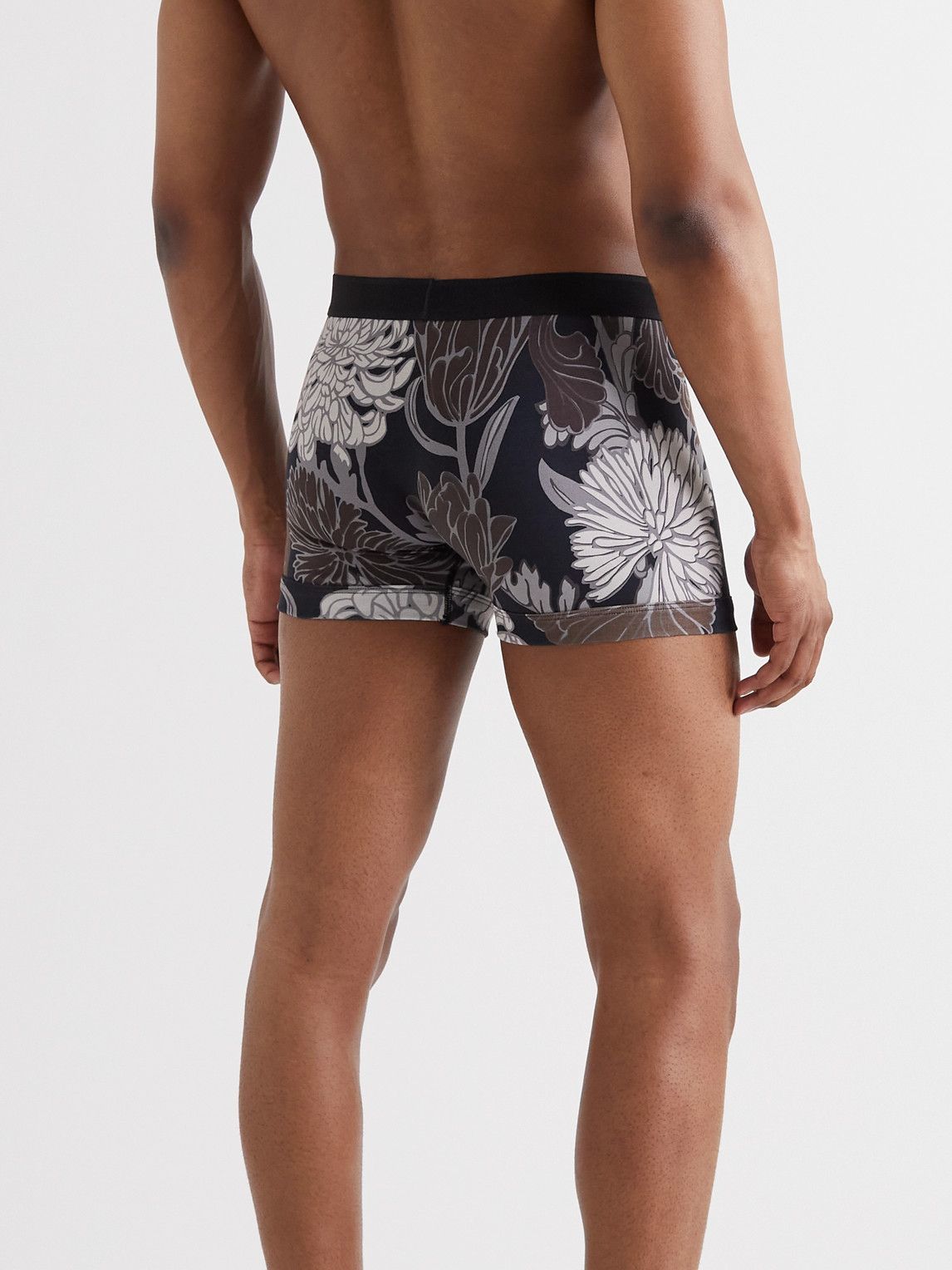 Tom Ford Floral Print Stretch Cotton Jersey Boxer Briefs Gray Tom Ford