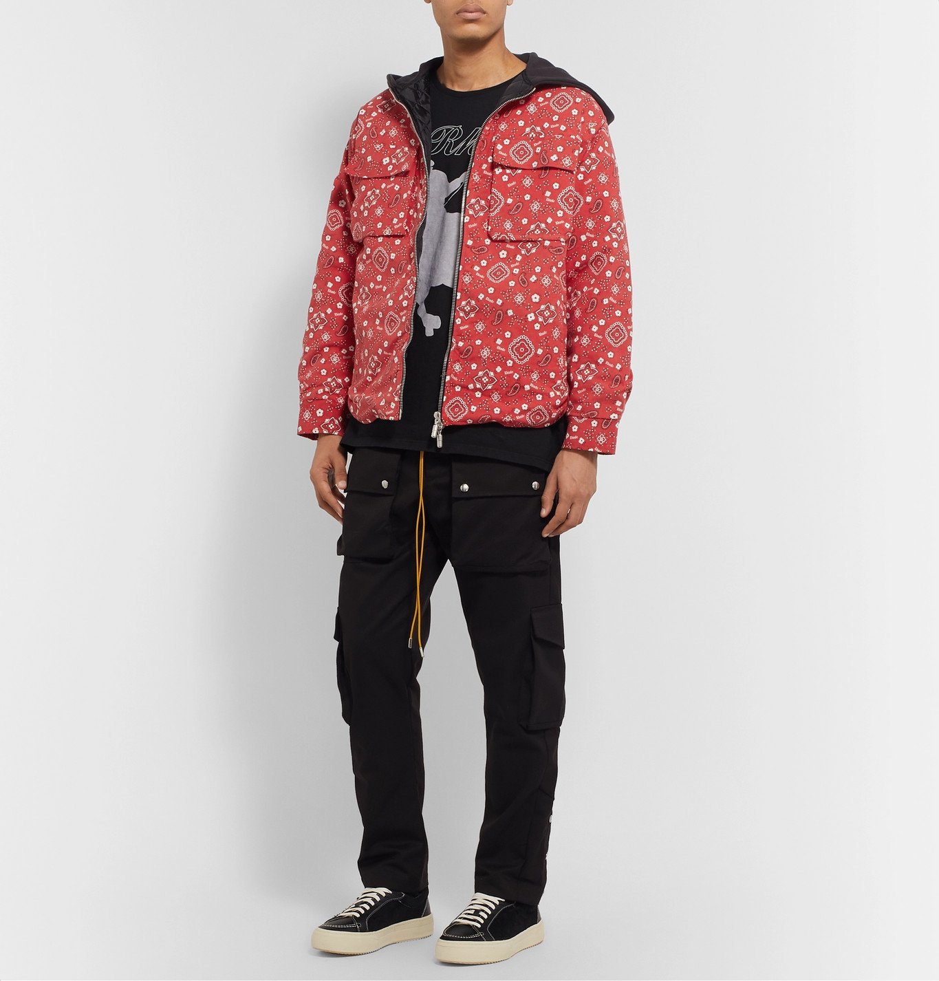 Rhude - Jersey-Trimmed Bandana-Print Cotton-Twill Hooded Jacket - Red Rhude