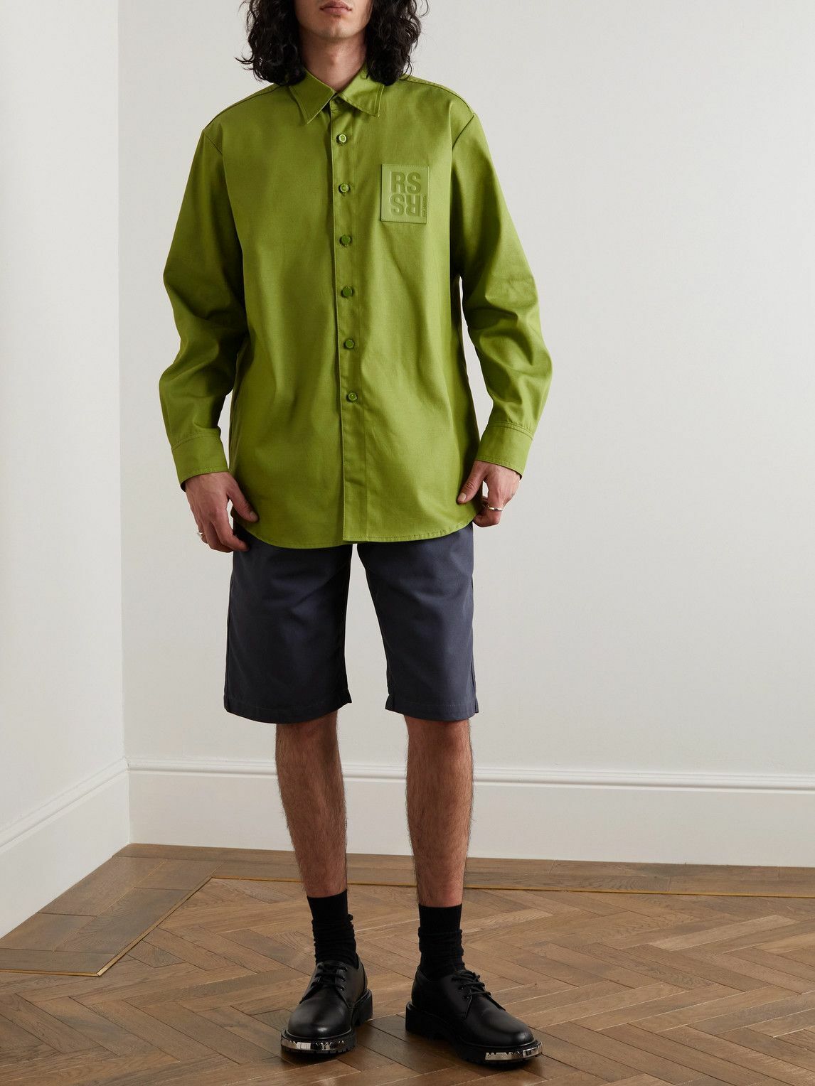 Raf Simons - Logo-Appliquéd Denim Shirt - Green Raf Simons
